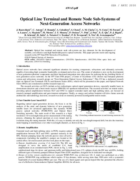 Pdf Optical Line Terminal And Remote Node Sub Systems Of Next