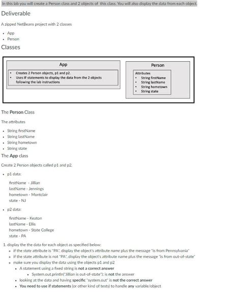 Solved In This Lab You Will Create A Person Class And 2