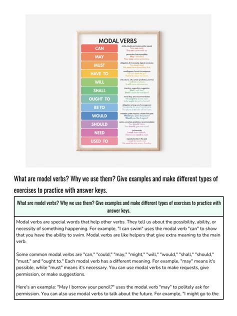 What Are Model Verbs Why We Use Them Give Examples And Make Different Types Of Exercises To