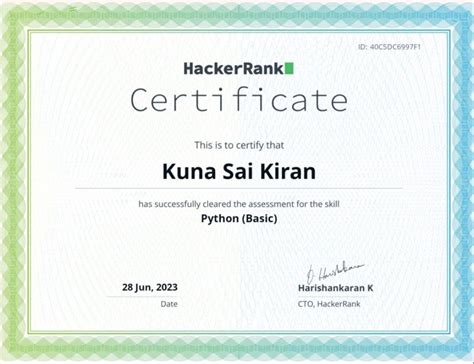 Kuna Sai Kiran On Linkedin I Learned The Python Basics In The Hackerrank Platform And Gained The