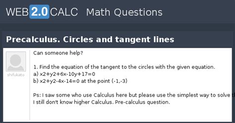 View Question Precalculus Circles And Tangent Lines
