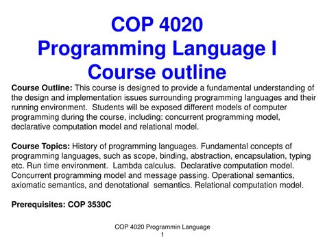 Ppt Cop 4020 Programming Languages I Powerpoint Presentation Free Download Id2411587