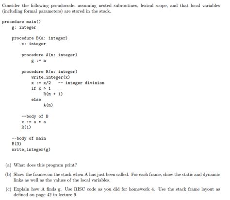 Solved Consider The Following Pseudocode Assuming Nested