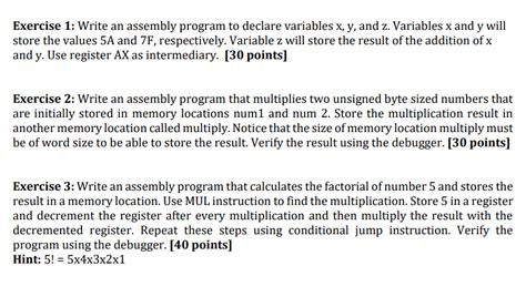 Exercise Write An Assembly Program To Declare Chegg