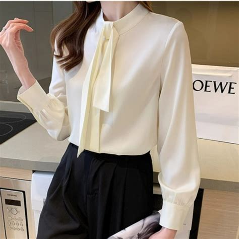 밀키부 직장인여름신상 빅사이즈 새틴 블라우스 타이블라우스 정장 66 77 88 사이즈 봄 여름 화이트 셔츠 오피스룩면접룩출근룩하객룩결혼식셔츠슬랙스코디