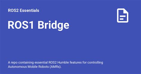 Ros1 Bridge Ros2 Essentials