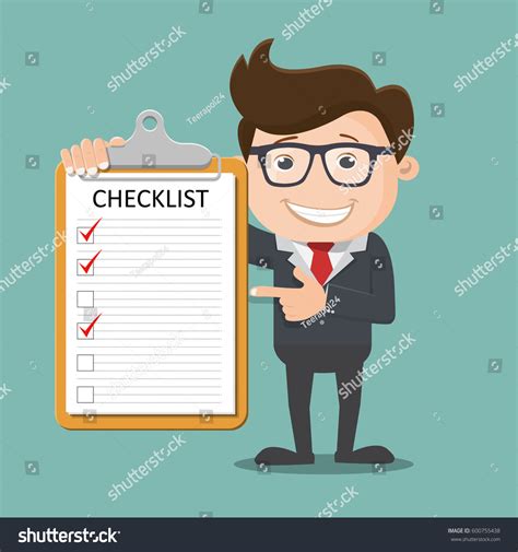 Businessman Hold Clipboard Checklist Vector Illustration Stock Vector Royalty Free