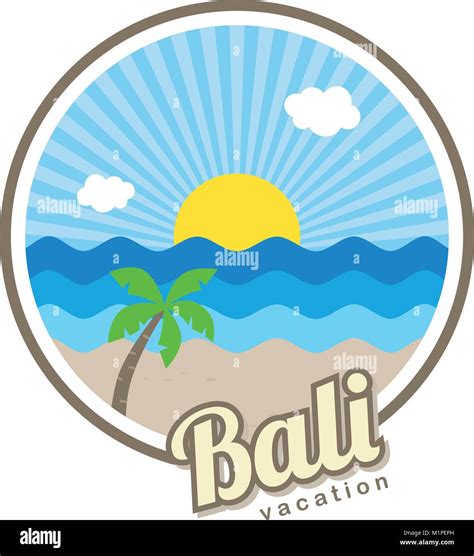 Beach Time Tropical Island Bali Summer Vacation Vector Art Logo Template Stock Vector Image