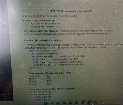 Solved Ece 175 Homework Assignment 8 Due Date By 1159 Pm
