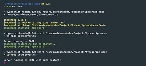 how to get auto restart and breakpoint support with typescript and node