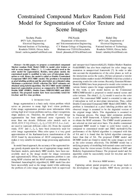 pdf dccmrf model for color texture segmentation