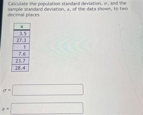 Solved Calculate The Population Standard Deviation σ And