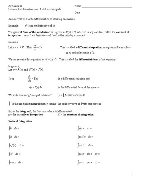 Ap Calculus Ab Integration Notes Summation Integral