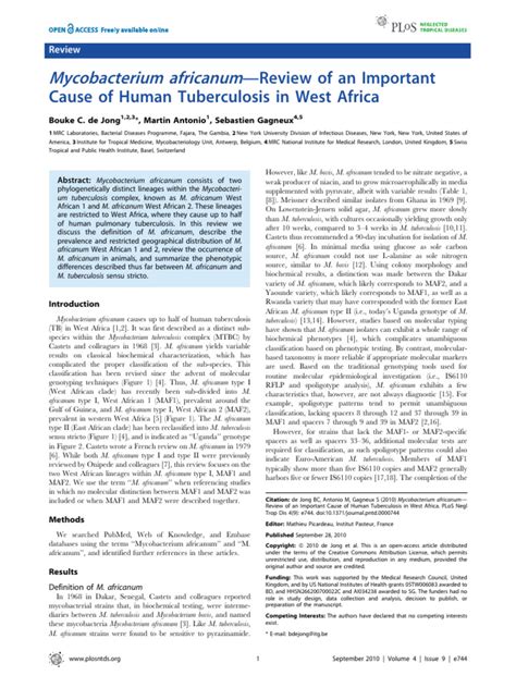 Mycobacterium Africanum Review Of An Important Pdf Tuberculosis