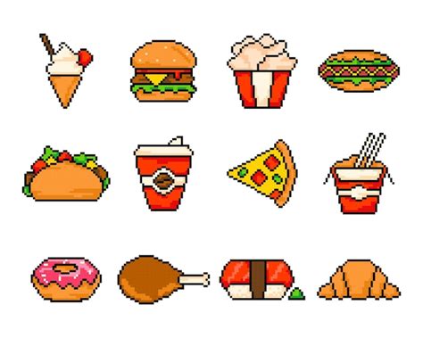 Premium Vector Fast Food Pixel Art Fast Restaurant Pixelated
