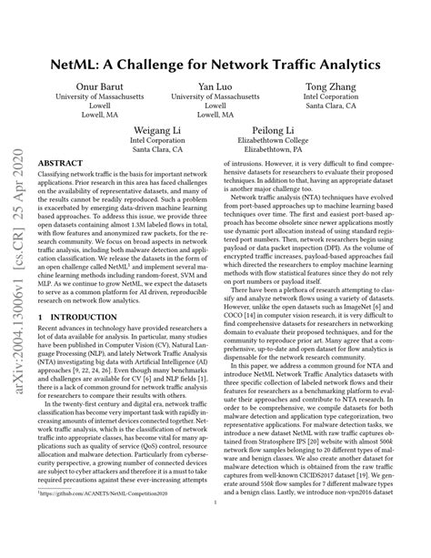 Pdf Netml A Challenge For Network Traffic Analytics