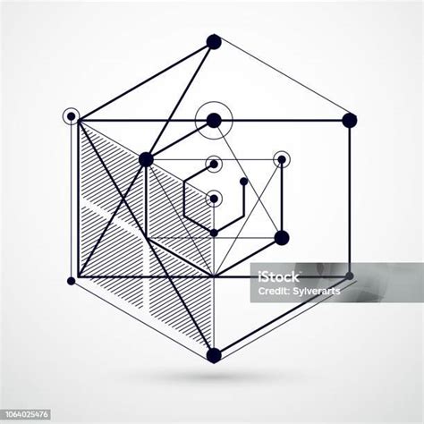 현대 등각 투영 벡터 추상적인 기하학적 요소와 흑백 배경 큐브 육각형 사각형 사각형 및 다른 추상 요소 레이아웃 3차원 형태에 대한 스톡 벡터 아트 및 기타 이미지 Istock