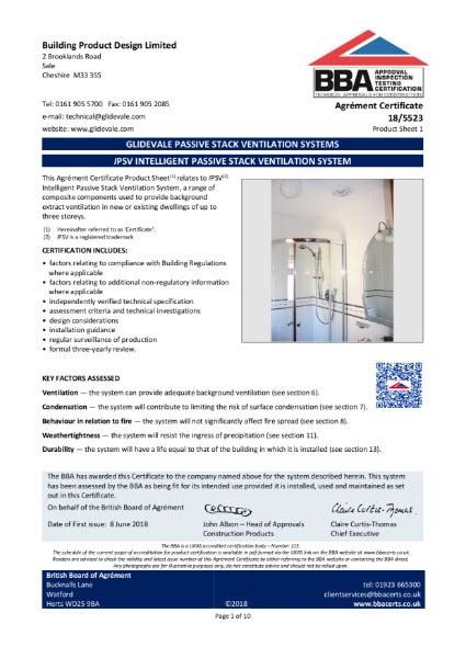 Glidevale Ipsv Intelligent Passive Stack Ventilation System Bba