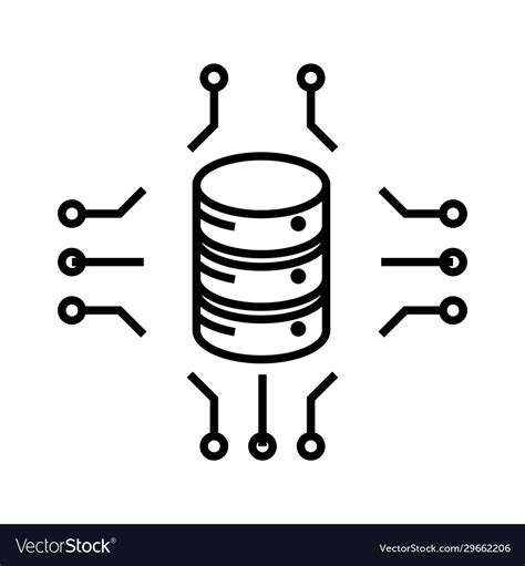 Data Implementation Line Icon Concept Sign Vector Image