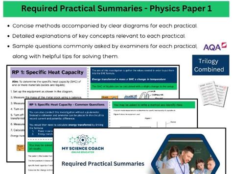 Gcse Physics Paper 1 Required Practical Summaries Aqa Teaching Resources