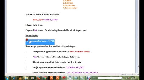 Tamil C Program Tutorial Data Types In C Youtube
