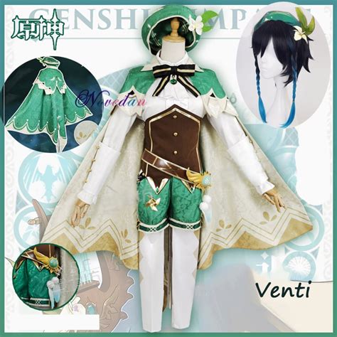 Anime Jogo Genshin Impacto Cosplay Venti Traje Vestido De Festa Com