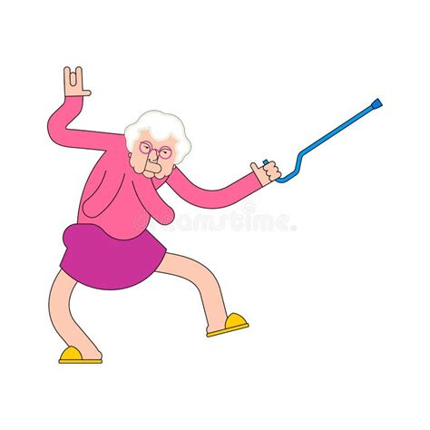 Cartoon Old Woman Dancing