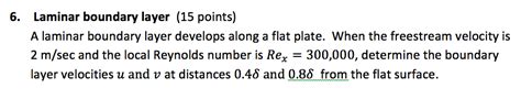 Solved Laminar Boundary Layer 15 Points A Laminar Boundary