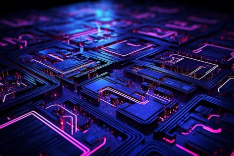 Premium Ai Image Circuit Cyberspace Closeup With Neon Lights