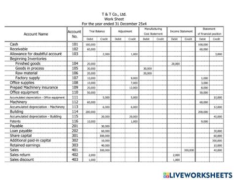 งบการเงิน บัญชีภาษาอังกฤษ Online Exercise For Live Worksheets