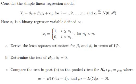 consider the simple linear regression model iid y