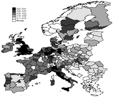 Average Total Factor Productivity Tfp Level In 2009 2014 In Nuts2 Eu
