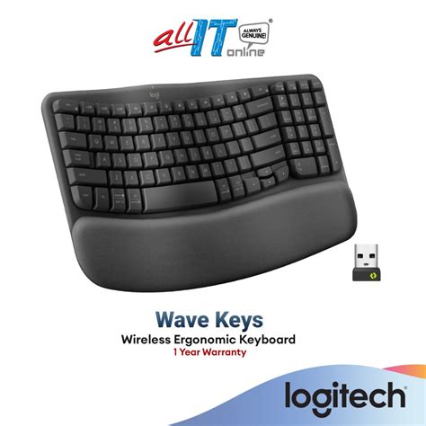 Logitech Wave Keys Wireless Ergonomic Keyboard With Cushioned Palm Rest Comfortable Natural