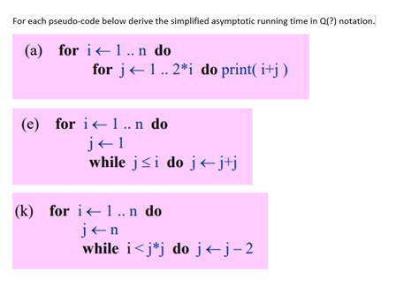 asymtopic running time based on pseudocode online