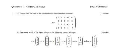 Solved Question 1 Chapter 3 Of Strang Total Of 30 Marks