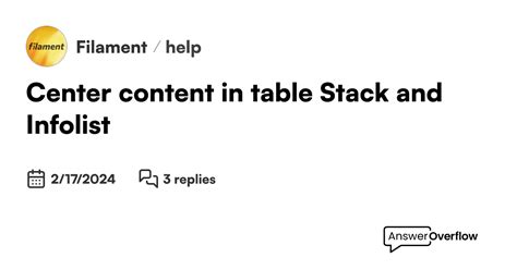 center content in table stack and infolist filament