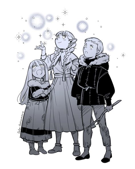 Marcille Donato Falin Touden And Laios Touden Dungeon Meshi Drawn