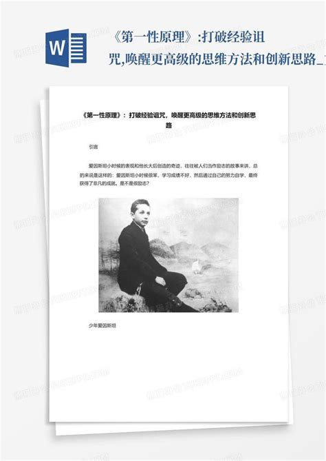 《第一性原理》 打破经验诅咒 唤醒更高级的思维方法和创新思路 文word模板下载 编号ldkmgyym 熊猫办公