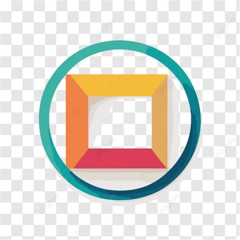 شعار مربع ملون مع دائرة ومثلث المتجه أيقونة ملونة مبسطة للقرب على خلفية بيضاء لا ظلال صغير