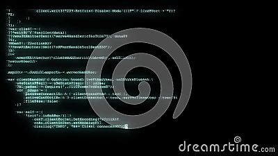 Encrypted Fast Long Scrolling Programming Security Hacking Code Data Flow Stream On Black White