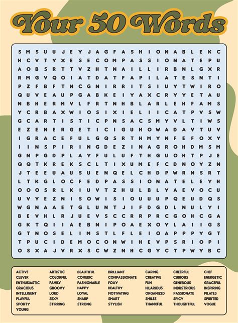 Printable Word Search 50 Words Rossy Printable