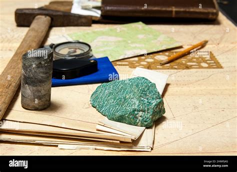 Geological Fieldwork Tools Map Case Geological Hammer Compass