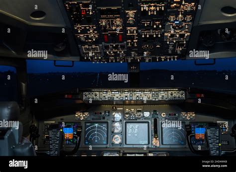 General View Of The Empty Cockpit Cockpit Commercial Flight Simulator