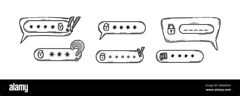 Doodle Internet Security Concept User Verification Login Logout Forgot Password Sketch