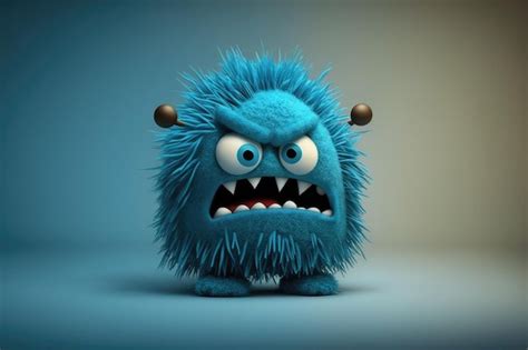 Premium Ai Image Adorable Blue Monster