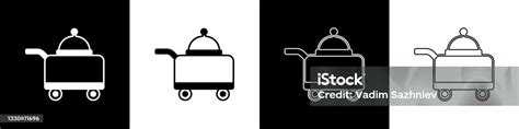 흑백 배경에 격리된 음식 아이콘 트레이로 덮여 있는 설정합니다 트레이 및 뚜껑 표지판 뚜껑이 있는 레스토랑 클로쉬 벡터 0명에 대한 스톡 벡터 아트 및 기타 이미지 Istock