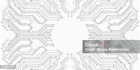 흰색 배경에 미래 지향적 인 회로 기판 패턴입니다 하이테크 Cpu 패널 공상 과학 기술 배너 디자인 벡터 Cpu에 대한 스톡 벡터 아트 및 기타 이미지 Istock
