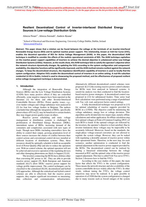 Pdf Resilient Decentralized Control Of Inverter Interfaced Distributed Energy Sources In Low