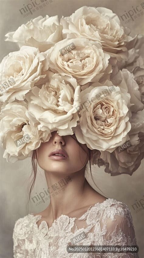 Ai创作图高贵奢华花朵盛放绽开 唯美花间美人 欧美花 唯美女孩花儿美女 蕾丝帽绣球花 欧美大花 玫瑰花新娘 鲜花与美女 鲜花遮挡脸部 花冠乳白色 美女女神女人花 唯美茶花女孩 唯美花儿女神背影