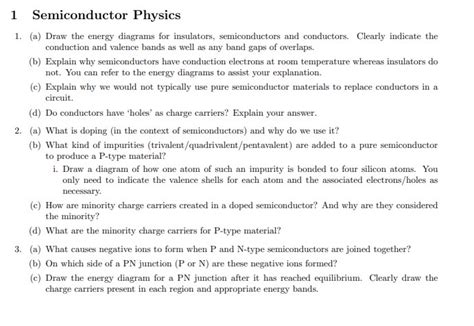 Solved Semiconductor Physics A Draw The Energy Diagrams Chegg